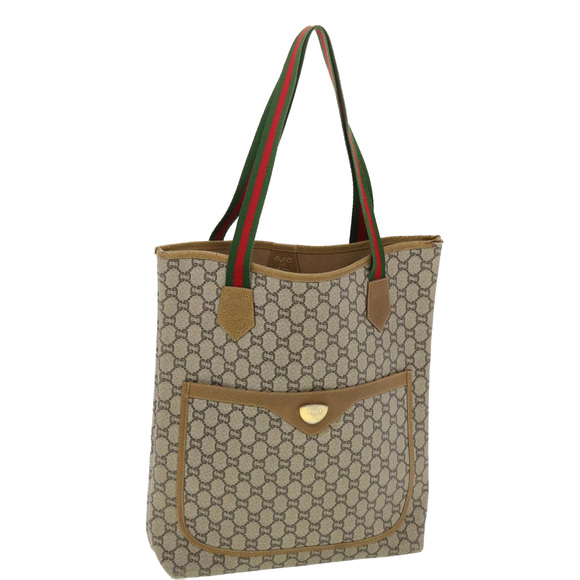 Gucci | Bags | Gucci Gg Plus Canvas Web Sherry Line Tote Bag Beige Red Green Auth Fm229 | Poshmark
